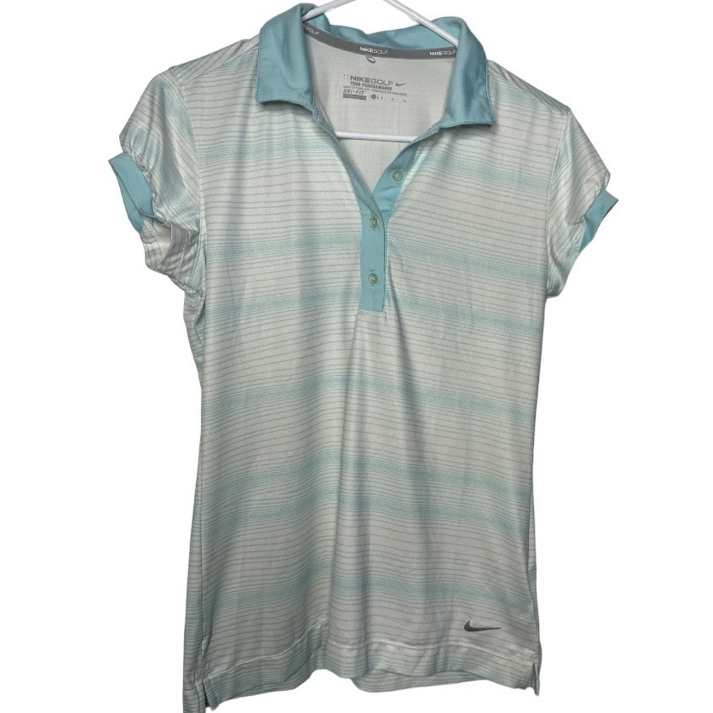 Nike Golf Teal And White Dri Fit Performance Top - Gem